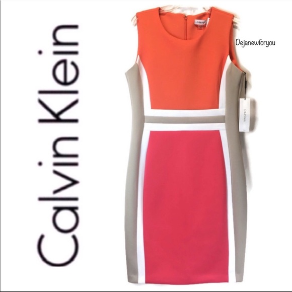 Calvin Klein | Dresses | Calvin Klein Colorblock Sheath Dress Cdmv5k ...